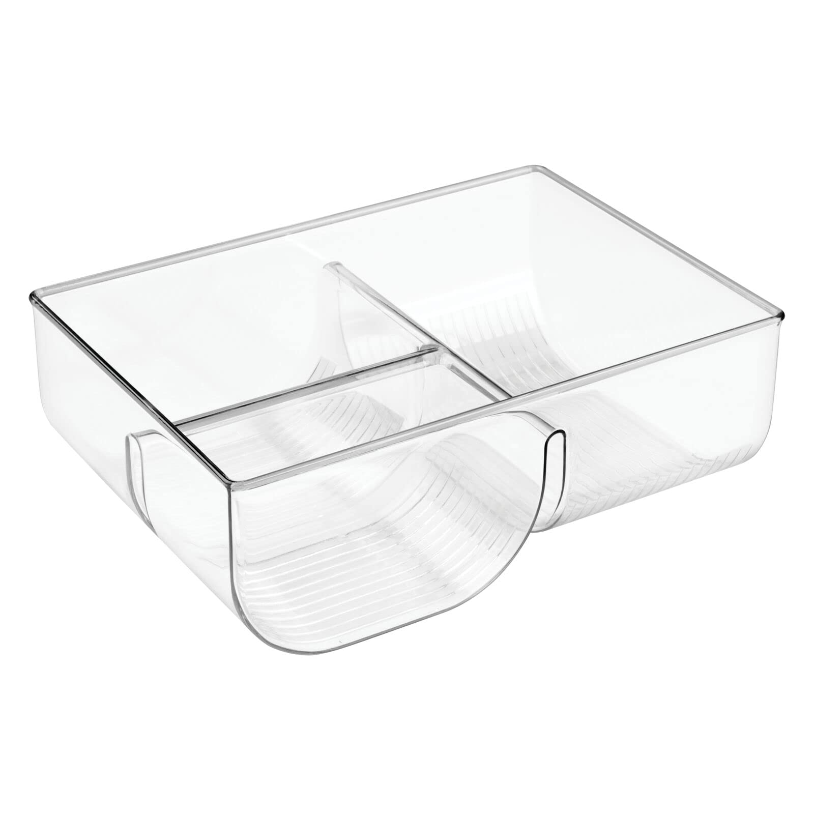 mDesign Food Storage Container Lid Holder, 3-Compartment Plastic Organizer Bin for Organization in Kitchen Cabinets, Cupboards, Pantry Shelves - Clear