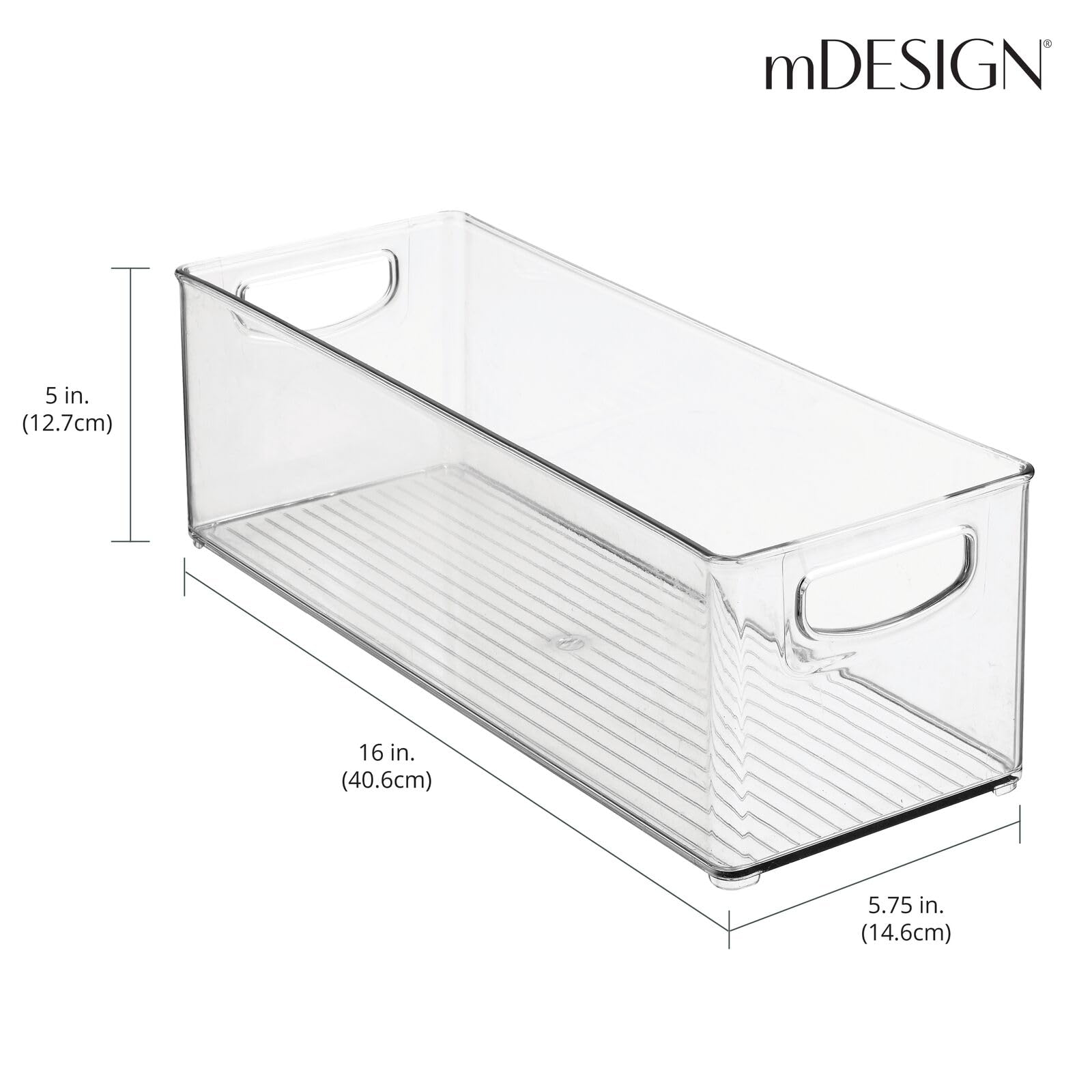 mDesign Plastic Kitchen Organizer - Storage Holder Bin with Handles for Pantry, Cupboard, Cabinet, Fridge/Freezer, Shelves, and Counter - Holds Canned Food, Snacks, Drinks, and Sauces - Clear