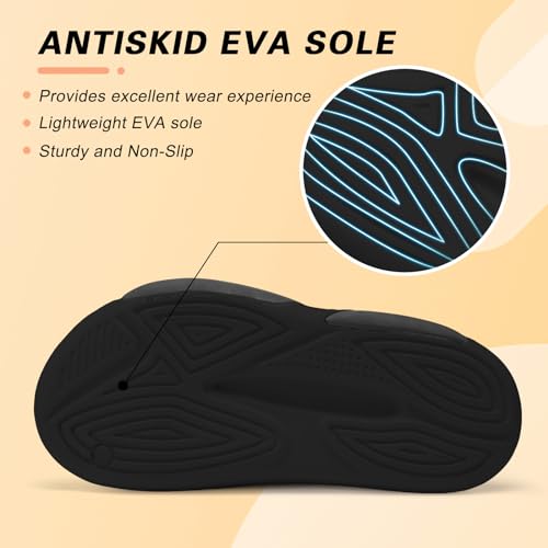Besroad Cloud Slides For Women Men Slippers Bathroom Slides EVA Non Slip Thick Sole Platform Shoes Black 10-11 Women/9-10 Men
