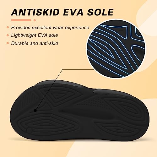 Besroad Cloud Slides For Women Men Slippers Bathroom Slides EVA Non Slip Thick Sole Platform Shoes Black 10-11 Women/9-10 Men