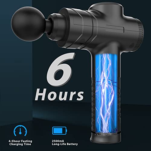 Massage Gun Deep Tissue, Muscle Percussion Back Neck Head Handheld Hammer Massager for Athletes, 30 Speed Level, LED Touch Screen, Long Battery Life with 10 Heads