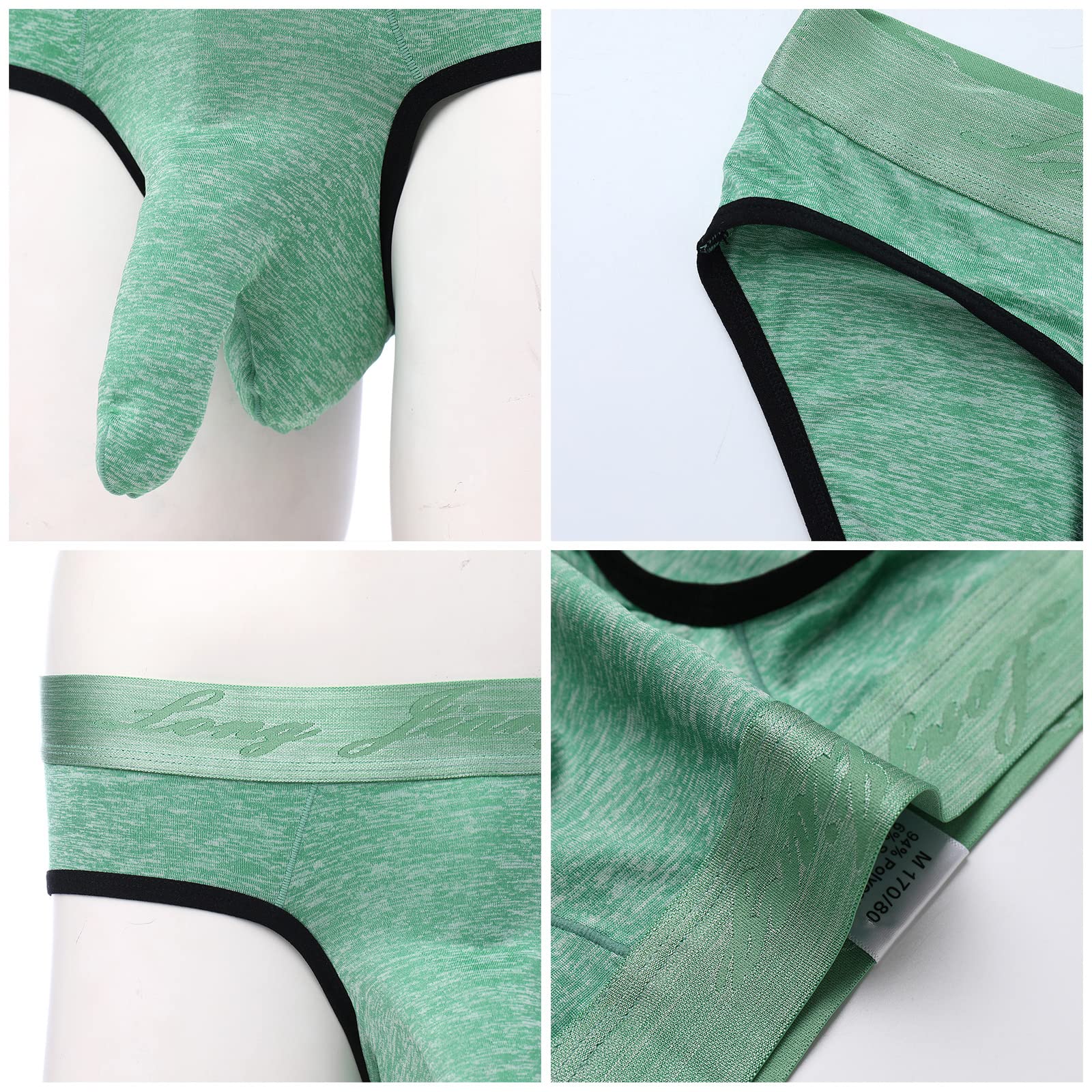 FYMNSI Mens Bulge Ball Pouch Underwear Sexy Boxer Briefs Underpants Bikini Shorts Trunks Thong Knickers Underpants Shorts Green XL