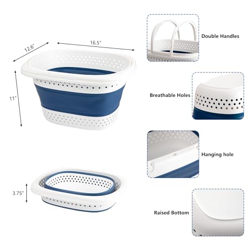 COFSODI Plastic Collapsible Laundry Basket - 23L(6 Gallon) Foldable Portable Laundry Hamper with Handles, Pop-up Storage Container/Organizer for Laundry, Car trunk, Camping, Indoor and Outdoor