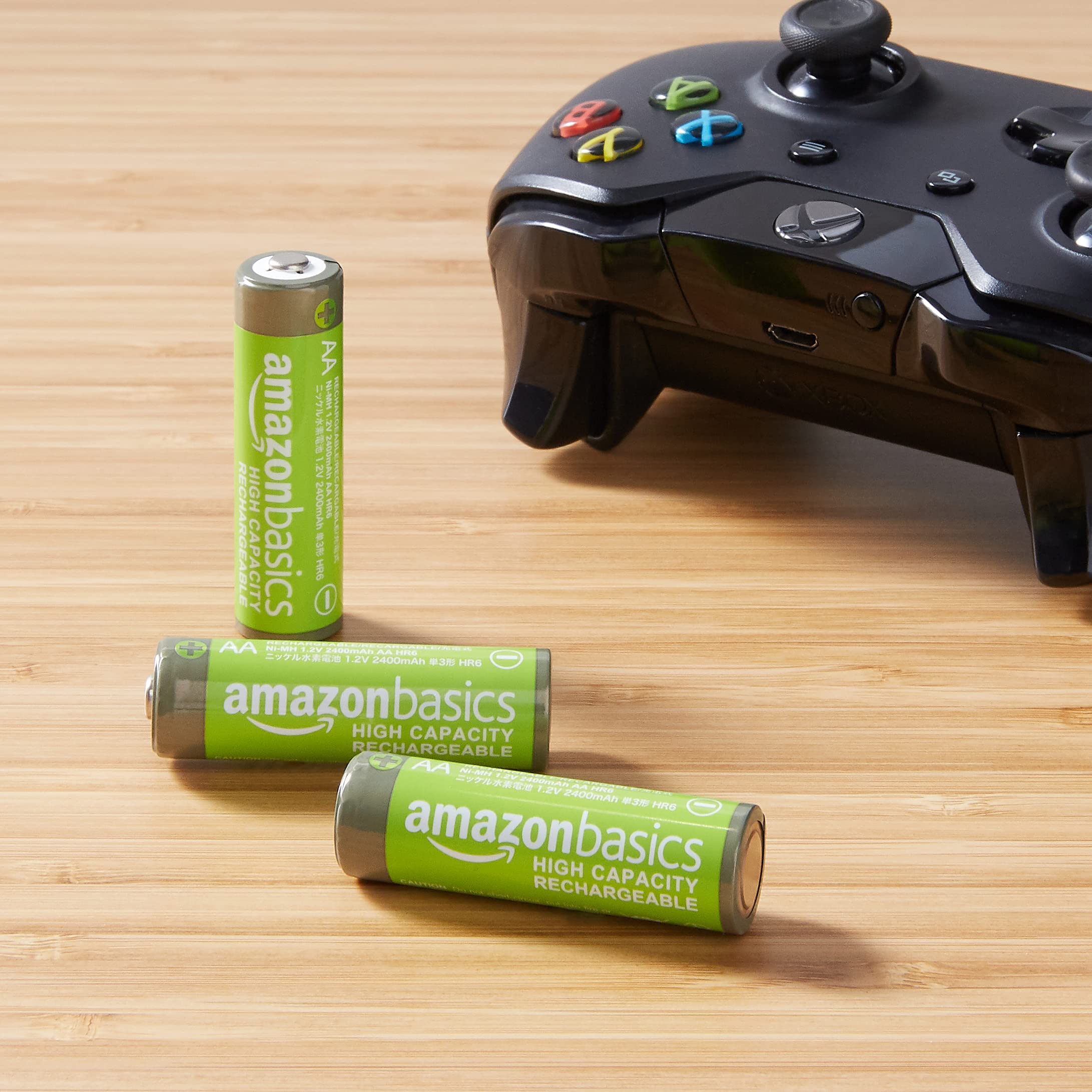 Amazon Basics 8-Pack AA Rechargeable Batteries, Recharge up to 400x, High-Capacity 2400 mAh, Pre-Charged