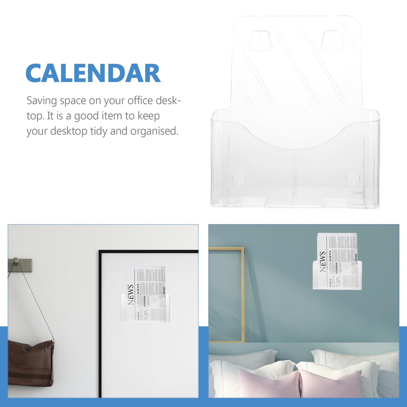iplusmile Acrylic Wall File Organizer, Clear Wall Mounted File Holder, Plastic Hanging Paper Organizer, Wall Bins for office, School and home, 27.5X23CM