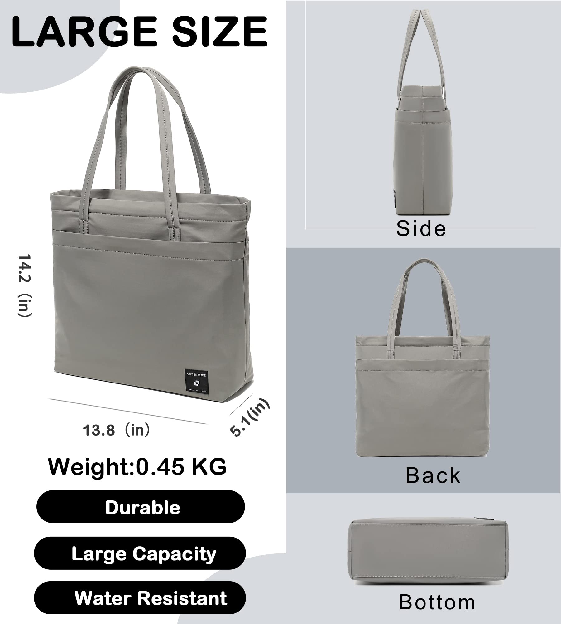 BASICPOWER Tote Bag for Women, Lightweight Shoulder Purse Laptop Work Gym Bag for Gym, Travel, Work