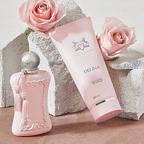 PARFUMS de MARLY - Delina Shower Gel - 6.7 Fl Oz - Ancillaries for Women - Top notes Rhubarb, Lychee, Bergamot Essence - Heart notes Turkish Rose, Peony, Vanilla - Base notes Cashmeran, Musk - 200ml