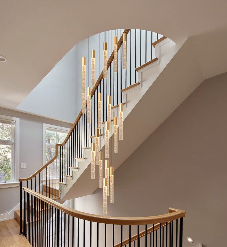 H118 18-Light Modern Chandelier LED Dimmable Light Crystal Pendant Lights Fixtures Crystal Chandeliers Flush Mounted Ceiling Light Raindrop Crystal Bubble Lights Living Room Remote Foyer Lights