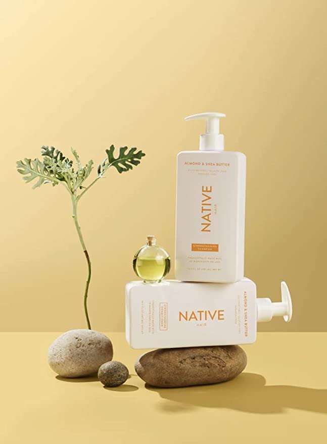 Native Shampoo and Conditioner Set | Sulfate Free, Paraben Free, Dye Free, with Naturally Derived Clean Ingredients| 16.5 oz (Almond & Shea Butter, Strengthening) Pack