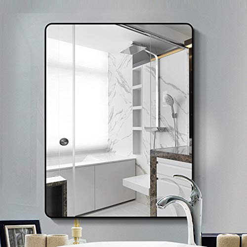 SILD Large Modern Black Aluminum Wall Mirror 30"x40" Glass Panel Vanity or Mirrors for Wall, Rectangle Hangs Horizontal or Vertical