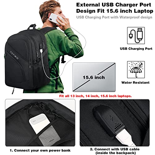 Travel Laptop Backpack, Business Laptop Backpack, College Backpack Anti Theft Durable with USB Charging Port, Water Resistant Work Computer Bag Fits 15.6 Inch Notebook, Gifts for Men, Black