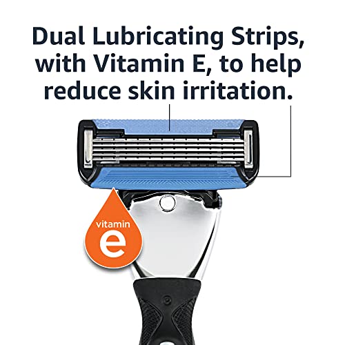 Amazon Basics 5-Blade MotionSphere Razor for Men with Dual Lubrication and Precision Trimmer, Handle & 16 Cartridges (Cartridges fit Amazon Basics Razor Handles only) (Previously Solimo)