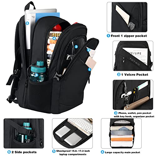 Travel Laptop Backpack, Business Laptop Backpack, College Backpack Anti Theft Durable with USB Charging Port, Water Resistant Work Computer Bag Fits 15.6 Inch Notebook, Gifts for Men, Black