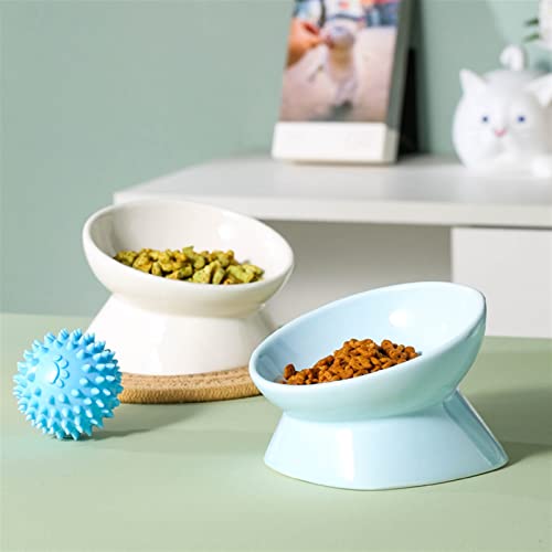 FUUIE Bowls for Food and Water Pet Supplies Tall Slanted Mouth Pet Bowl (Color : Blue)