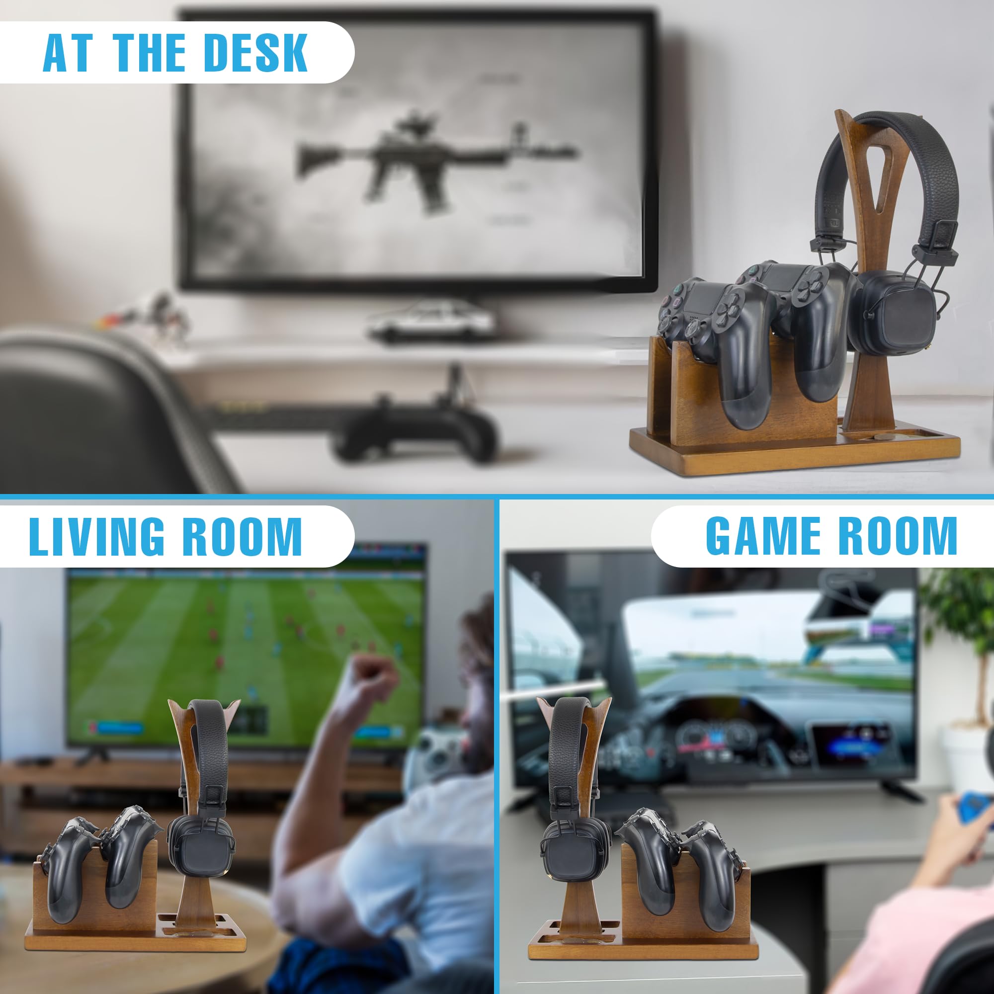 Gamer Gifts for Men Gaming Controller Organizer with Headphone Holder & Game Controller Stand - Unique Gift Idea for Teenage Boy, Husband, Boyfriend, Game Lover, Game Room Decor, Gaming Accessory