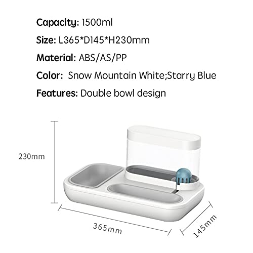 ZLXDP Pet Cats Bowl Dog for Cats Feeder Transparent Bowls Kitten Automatic Drinking Fountain 1.5L Capacity Puppy Feeding Waterer (Color : Blue)