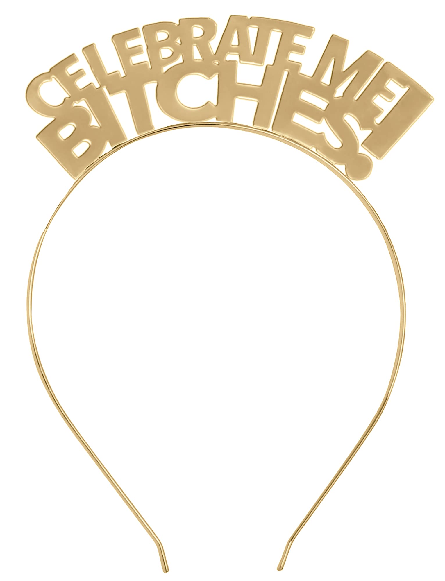 RhinestoneSash Funny Birthday Headband - Celebrate Me Bitches Gold Headband - Birthday Party Decorations and Gifts - HB(CMB) GLD
