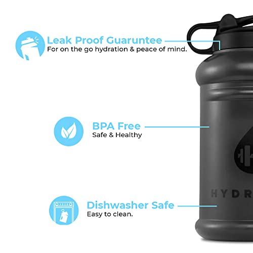 HydroJug Half Gallon Water Bottle 73oz - Refillable, Reusable Jug With Carry Handle - Leakproof Guarantee - Great For On-The-Go Hydration - Dishwasher Safe, BPA Free