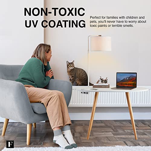 FENLO Future Oval - 45.5" Mid-Century Desk with Charging Station, Home Office Desk with USB, USB-C, and Power Outlet, Smart Work Table for Home Office, Round Table with USB Charging (White)