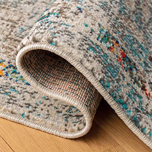 SAFAVIEH Madison Collection 8' x 10' Grey / Gold MAD473F Boho Chic Medallion Distressed Non-Shedding Living Room Bedroom Dining Home Office Area Rug
