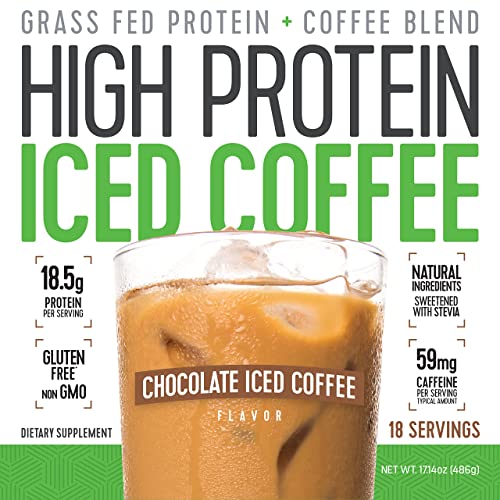 High Protein Coffee, Keto Friendly, 18g of Protein, 2g Carbs, Natural Ingredients (18 Servings, Chocolate Iced Coffee)