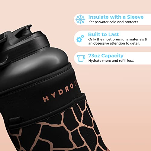 HydroJug Half Gallon Water Bottle 73oz - Refillable, Reusable Jug With Carry Handle - Leakproof Guarantee - Great For On-The-Go Hydration - Dishwasher Safe, BPA Free