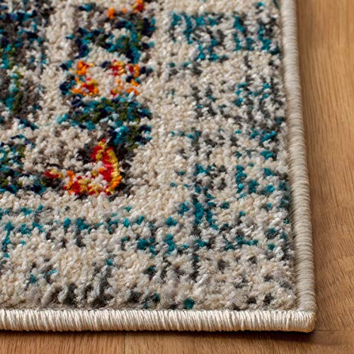 SAFAVIEH Madison Collection 8' x 10' Grey / Gold MAD473F Boho Chic Medallion Distressed Non-Shedding Living Room Bedroom Dining Home Office Area Rug