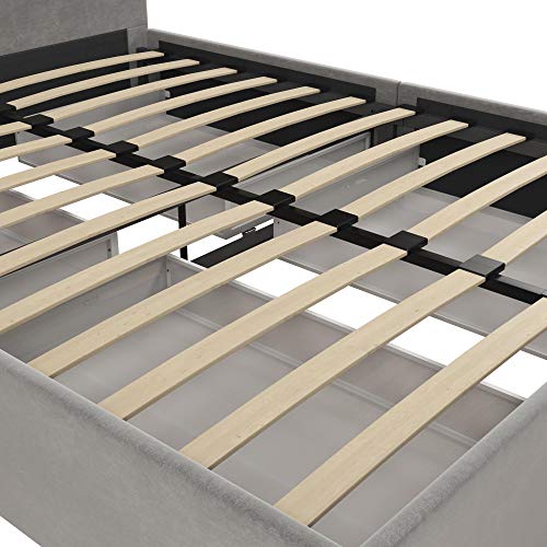 Mr. Kate Moon Upholstered Bed with Storage, Queen Size Frame, Light Gray Velvet