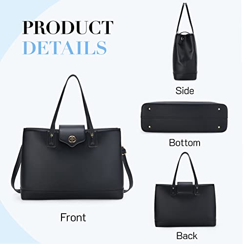Missnine Women Laptop Bag 15.6 in Vegan Leather Briefcase Large Laptop Purse Work Tote Bag for Office Business