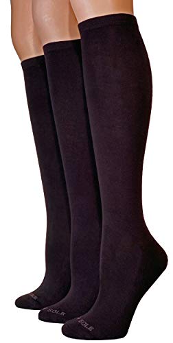 Legale Women's Pillow Sole Knee High Socks - 3 Pair Pack (Black / Black / Black)