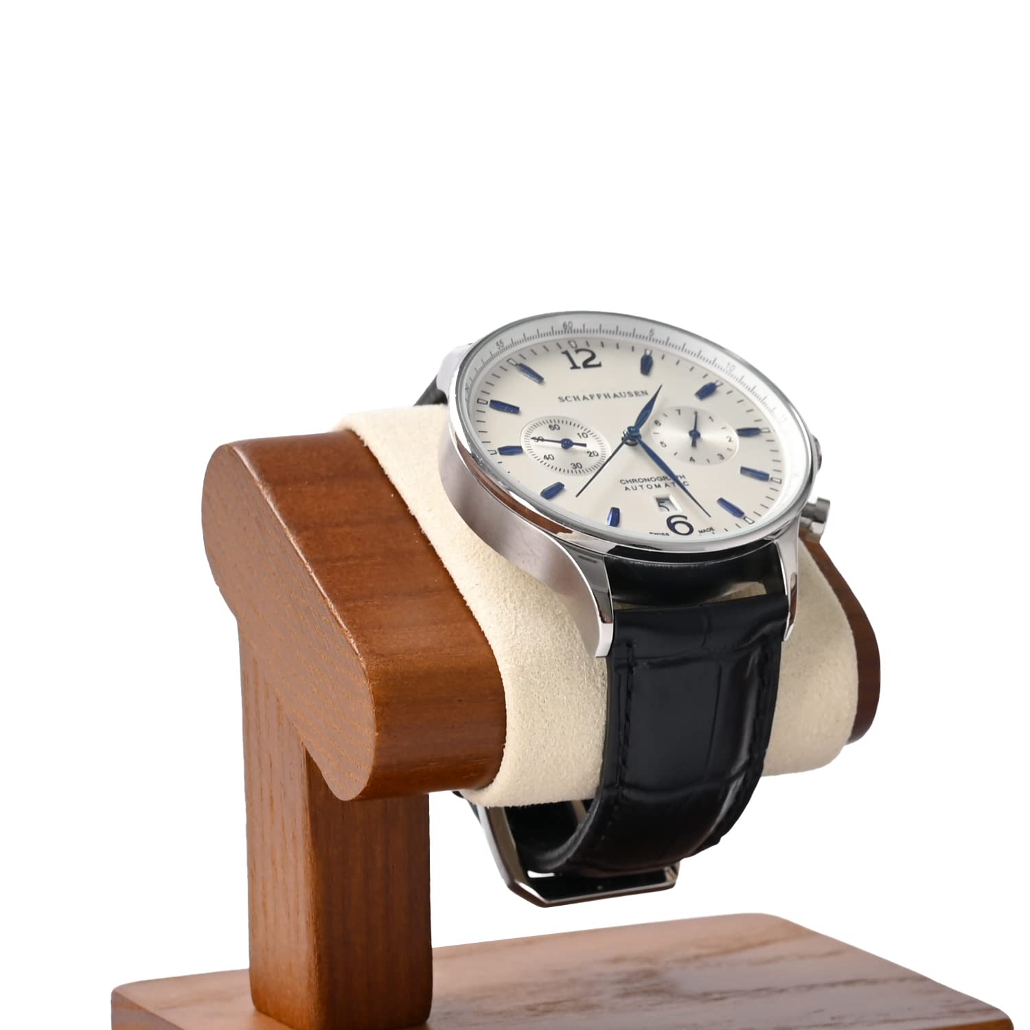 Oirlv Solid Wood Single Watch Display Stand Showcase Bracelet Bangle Jewelry Display Holder Wristwatch Holder for Men or Women(Creamy-white)