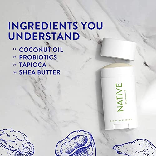 Native Deodorant | Natural Deodorant for Women and Men, Aluminum Free with Baking Soda, Probiotics, Coconut Oil and Shea Butter | Coconut & Vanilla, Lavender & Rose, Eucalyptus & Mint