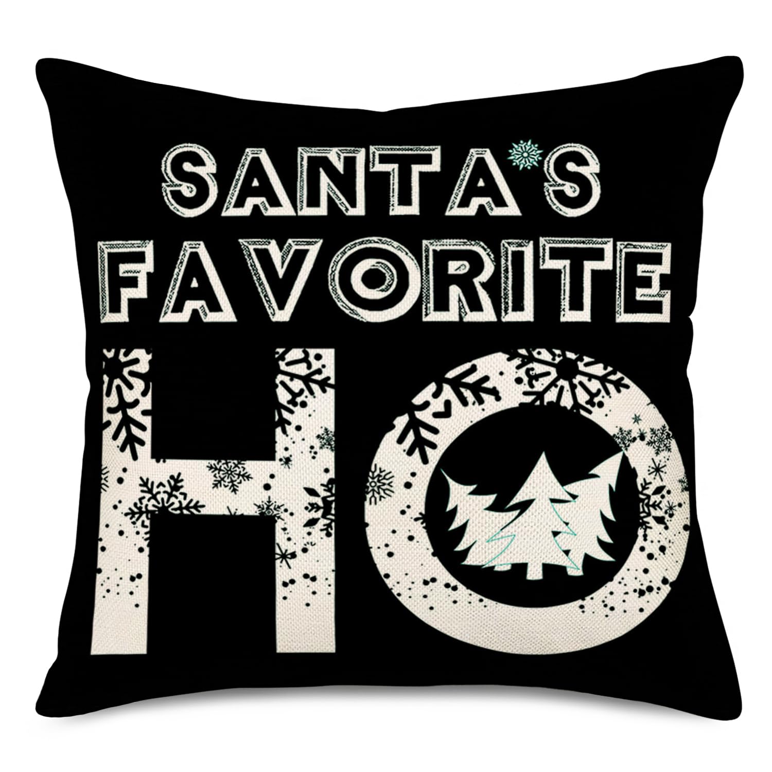 Easternproject Santa’s Favorite Ho Christmas Throw Pillow Covers 18x18 Inch Black White Snowflake Xmas Tree Winter Holiday Farmhouse Decoration Pillow Cases Cotton Linen Cushion Cover
