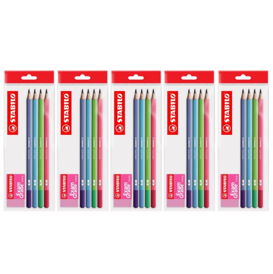 STABILO Handwriting Pencil - Colorful Exam Grade 2B Writing Pencil with Eraser Grab 2 GO