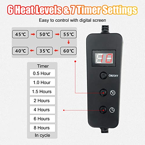 Heated Leg Warmer & Hand Warmer, Electric Lower Body Heated Wrap Therapy Wearable Heating Blanket for Circulation, Foot Warmer Under Desk, 6 Heat & 7 Timer Settings