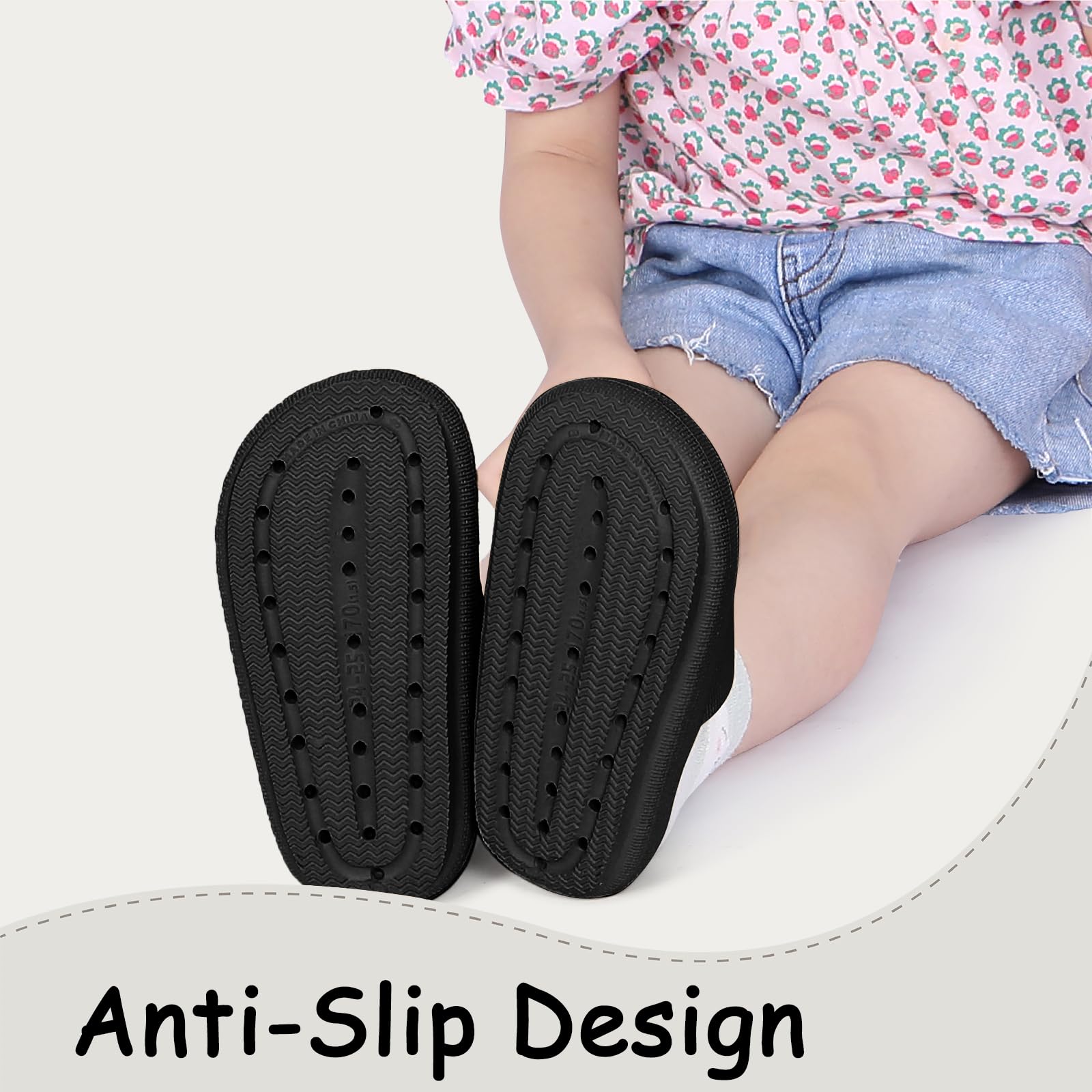 Menore Cloud Slides for Kids Shower Beach Slippers Boys Girls Bathroom Thick Sole Pillow Slippers Summer Non-Slip Pool Sandals（Black,11-11.5Little Kid）