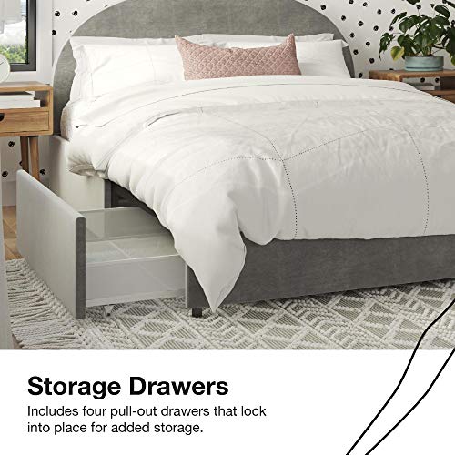 Mr. Kate Moon Upholstered Bed with Storage, Queen Size Frame, Light Gray Velvet