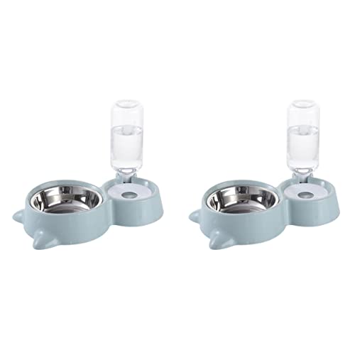 Balacoo Pet Supplies Dual Cat Water Food Bowl Feeder Drinking Blue Feeding Dog for