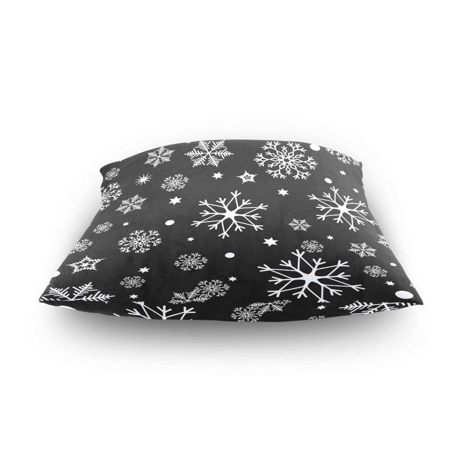 YETTASBIN Black Snowflake Throw Pillow Cover 20 x 20 Inch, Soft Square Cushion Case for Home Couch Sofa Bedroom Car Farmhouse Decor