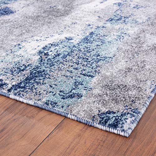 LUXE WEAVERS Modern Area Rugs with Abstract Patterns 7681 – Medium Pile Area Rug, Dark Blue, Light Blue / 4 x 5