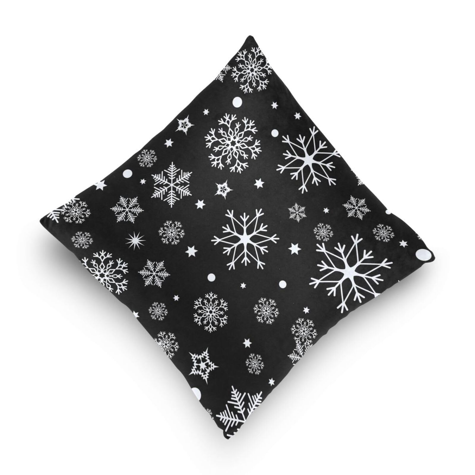 YETTASBIN Black Snowflake Throw Pillow Cover 20 x 20 Inch, Soft Square Cushion Case for Home Couch Sofa Bedroom Car Farmhouse Decor