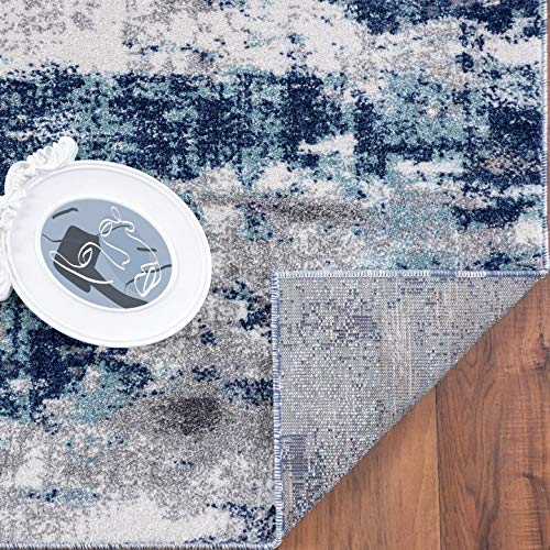 LUXE WEAVERS Modern Area Rugs with Abstract Patterns 7681 – Medium Pile Area Rug, Dark Blue, Light Blue / 4 x 5