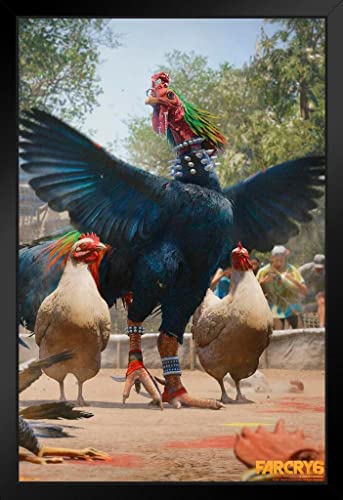 Far Cry 6 Chicharron Rooster Amigo Video Game Gaming Gamer Far Cry Merchandise Collectibles Collectors Edition Far Cry Merch Far Cry 6 Poster Far Cry Game Stand or Hang Wood Frame Display 9x13
