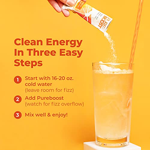 Pureboost Clean Energy Drink Mix + Immune System Support. Sugar-Free Energy with B12, Multivitamins, Antioxidants, Electrolytes (Combo Pack, 30 Stick Packs)