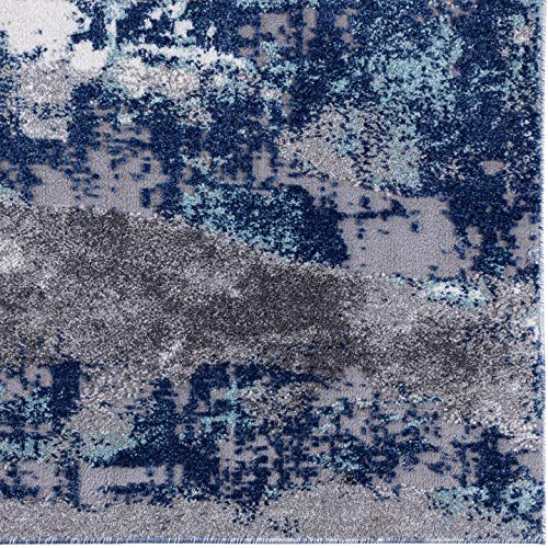 LUXE WEAVERS Modern Area Rugs with Abstract Patterns 7681 – Medium Pile Area Rug, Dark Blue, Light Blue / 4 x 5