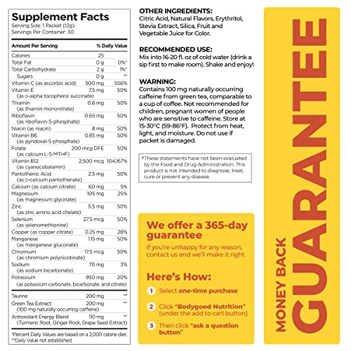 Pureboost Clean Energy Drink Mix + Immune System Support. Sugar-Free Energy with B12, Multivitamins, Antioxidants, Electrolytes (Combo Pack, 30 Stick Packs)