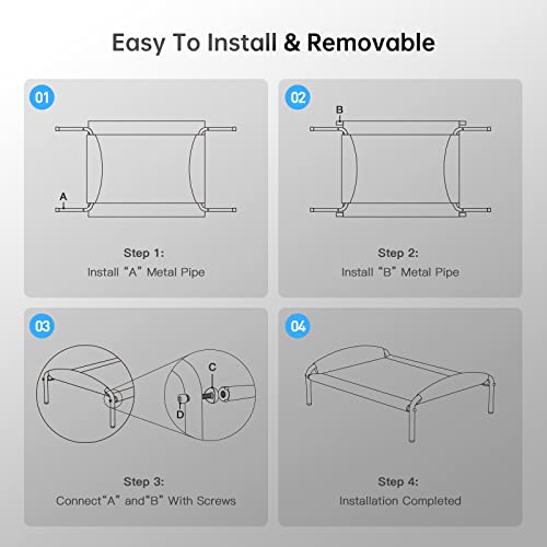 Cooling Elevated Dog Bed, Raised Dog Bed for Medium Size Dog, Chew Proof Dog Cot with No-Slip Feet, Washable Breathable Mesh, Easy Clean, Portable, for Indoor or Outdoor Black