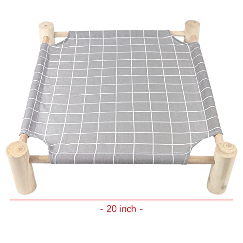 Cat and Dog Hammock Bed, Wooden cat Hammock Elevated Cooling Bed, Detachable Portable Indoor Outdoor pet Bed, Suitable for Cats and Small Dogs