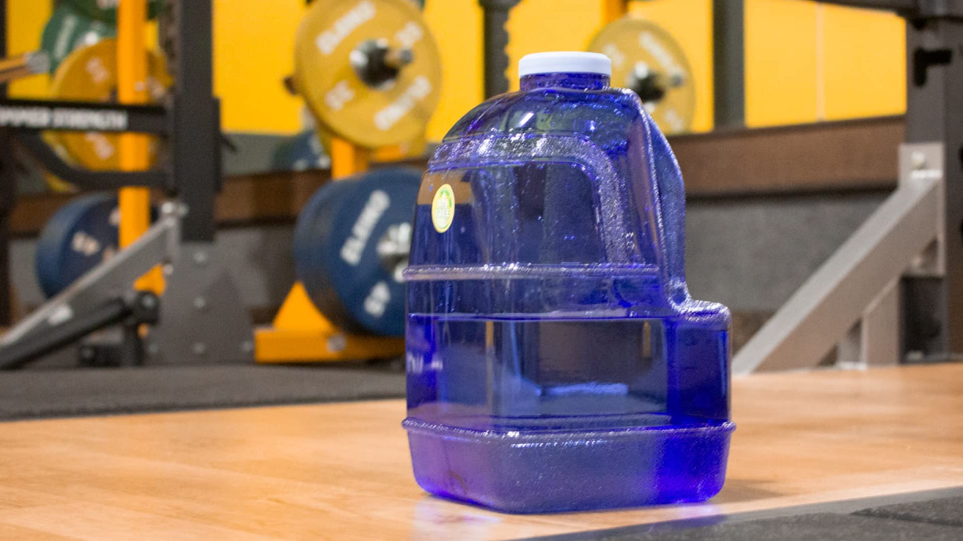 New Wave Enviro 1 Gallon Square BPA Free Bottle with Screw Top Lid and Integrated Handle, Space Saving Design, Ideal for Gym and Outdoor Life, Blue