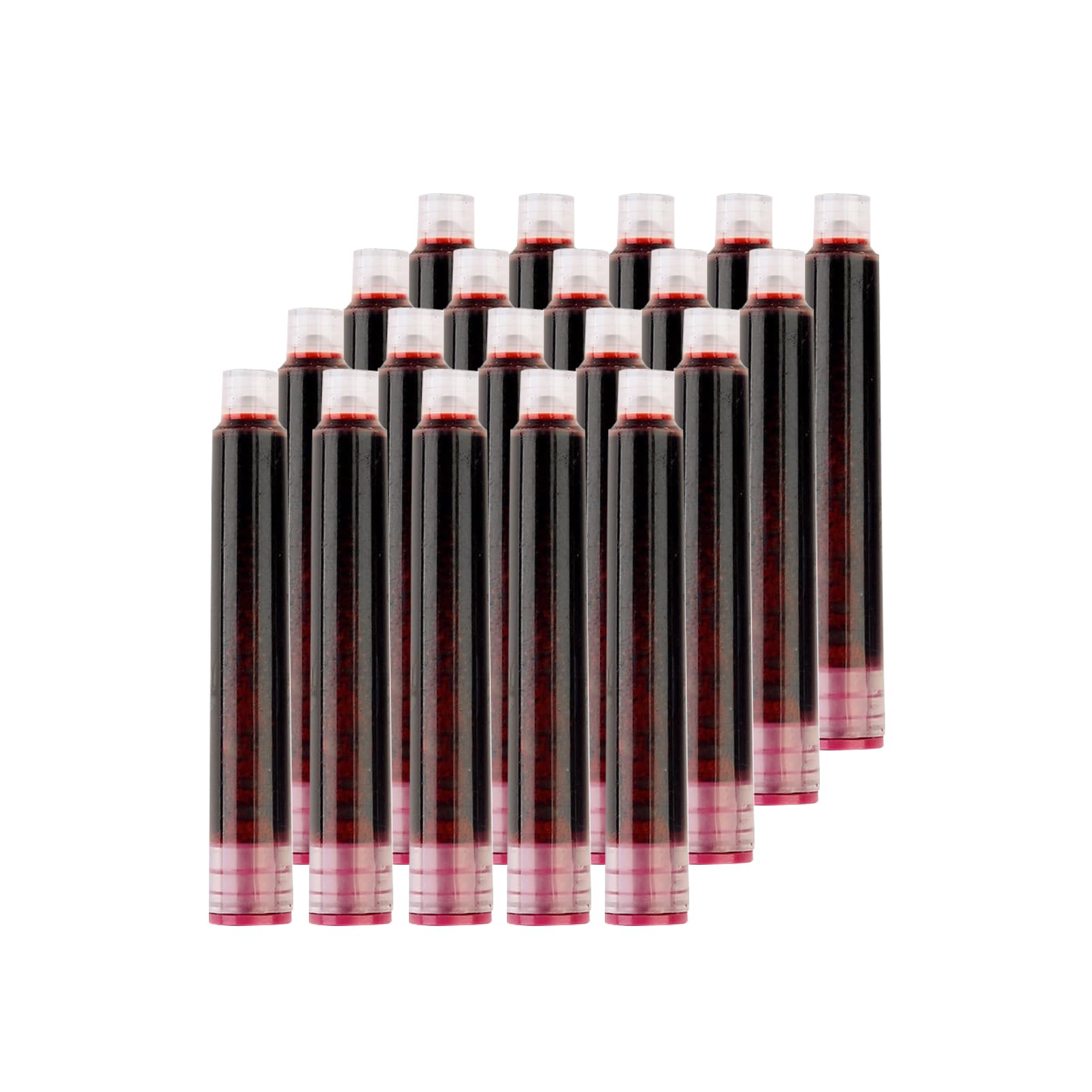 ROAD TENG Fountain Pen Ink Cartridges Red Color, Set of 20 Refill Ink Cartridges, 3.4 mm Bore Diameter Pens Ink Converter